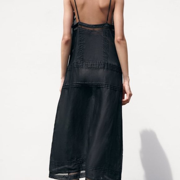 Zara | Dresses | Nwt Zara Lace Insert Ramie Dress Black Ref 47865 S Xs L Xl | Poshmark